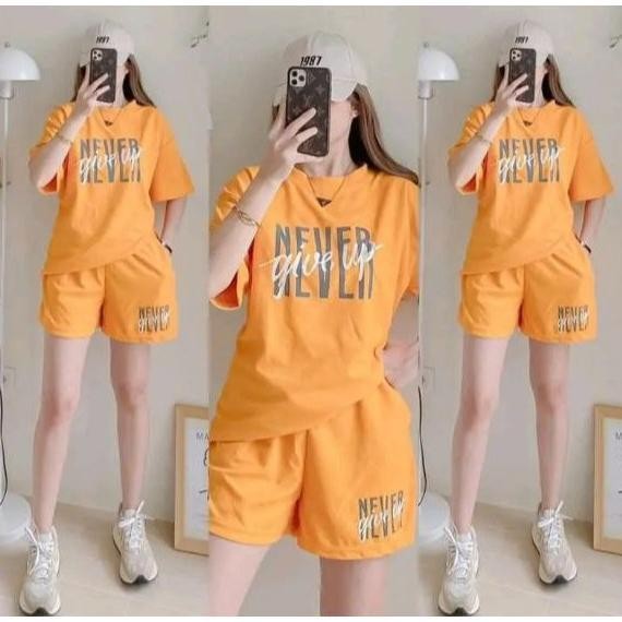 9558-Waffle Comfort Fabric Never give Up T-Shirt/ Terno Short w/two ...