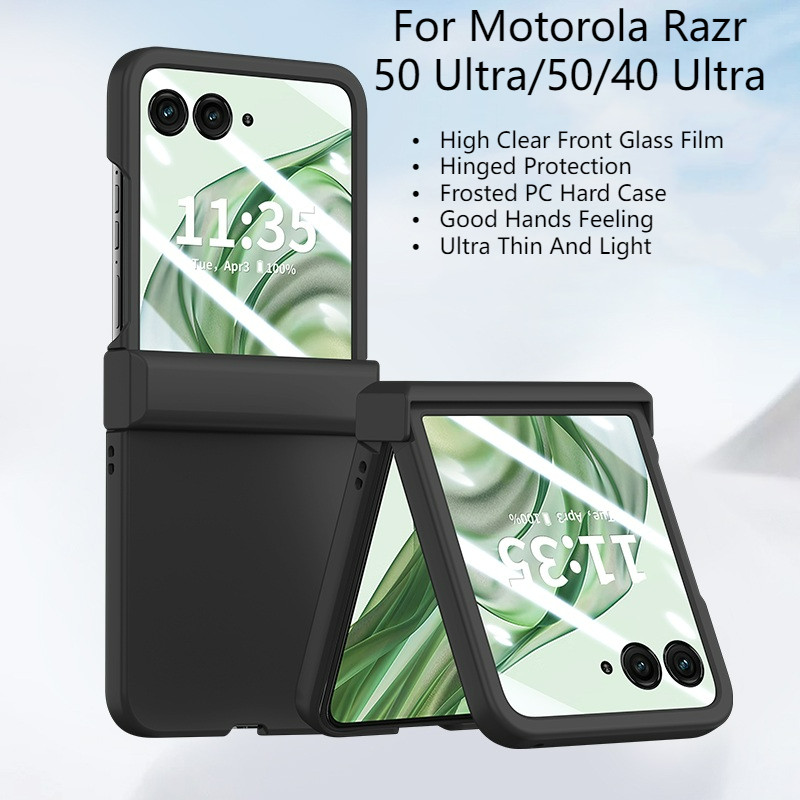 With Clear Front Glass Film Ultra Thin Light Frosted PC Hard Flip ...