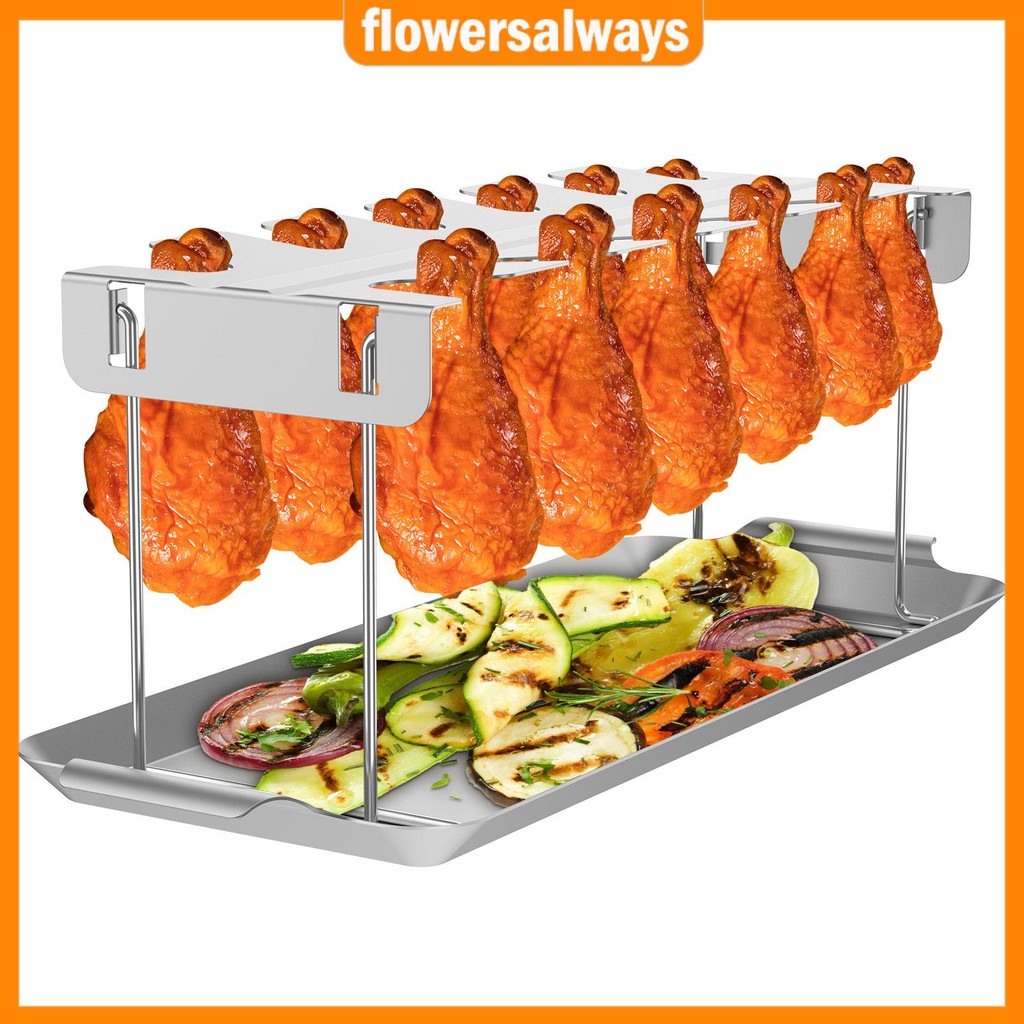 Chicken Leg Rack for Grill 12 Slots Stainless Steel Chicken Wing Rack ...
