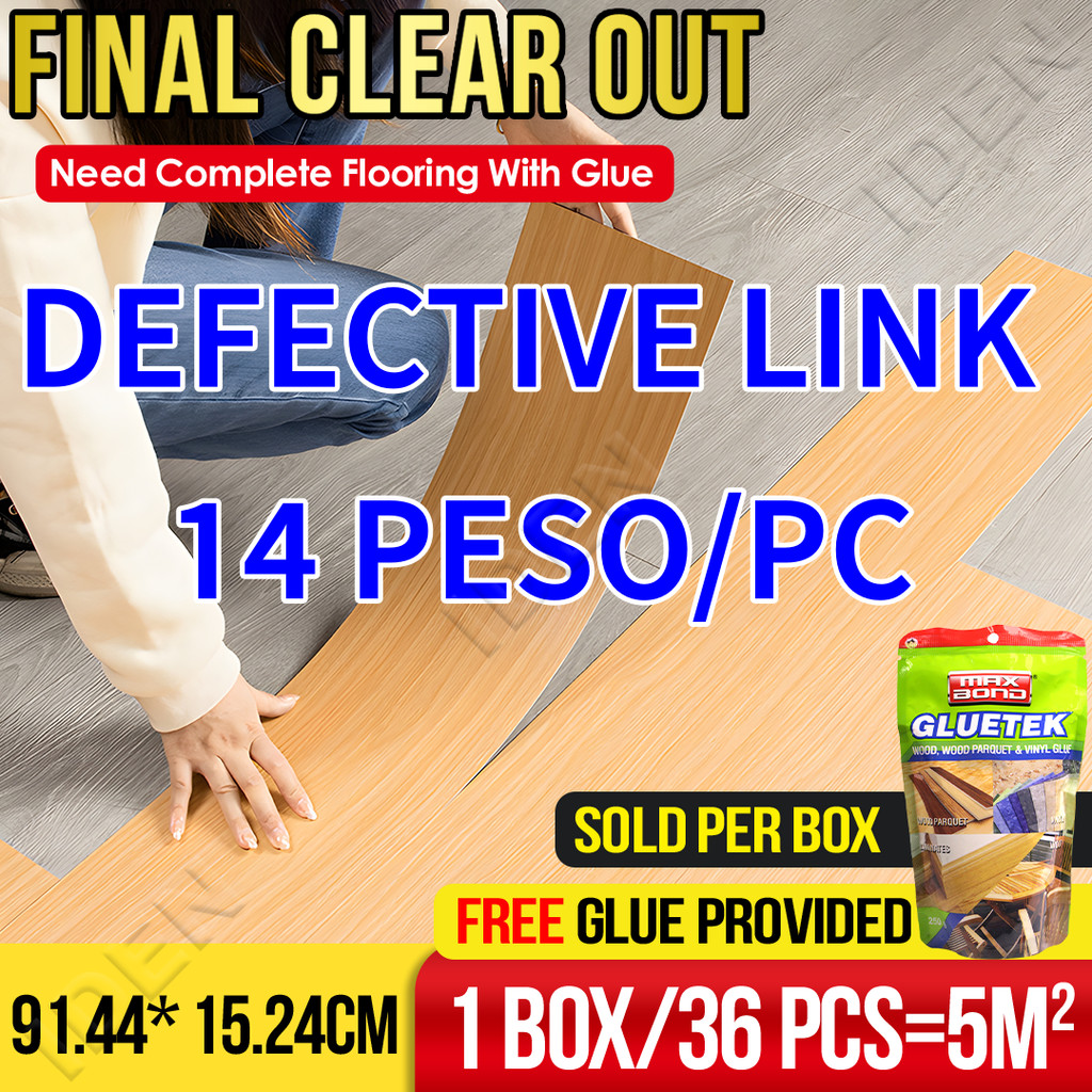 36pcs Vinyl Flooring Sticker with Free Glue Defective PVC Tiles Floor ...