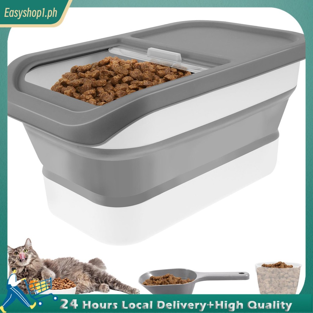 Dog Food Storage Containers 16.9 x 9.8 x 7.9 Inch Foldable Pet Food Container with Sliding Lid ...