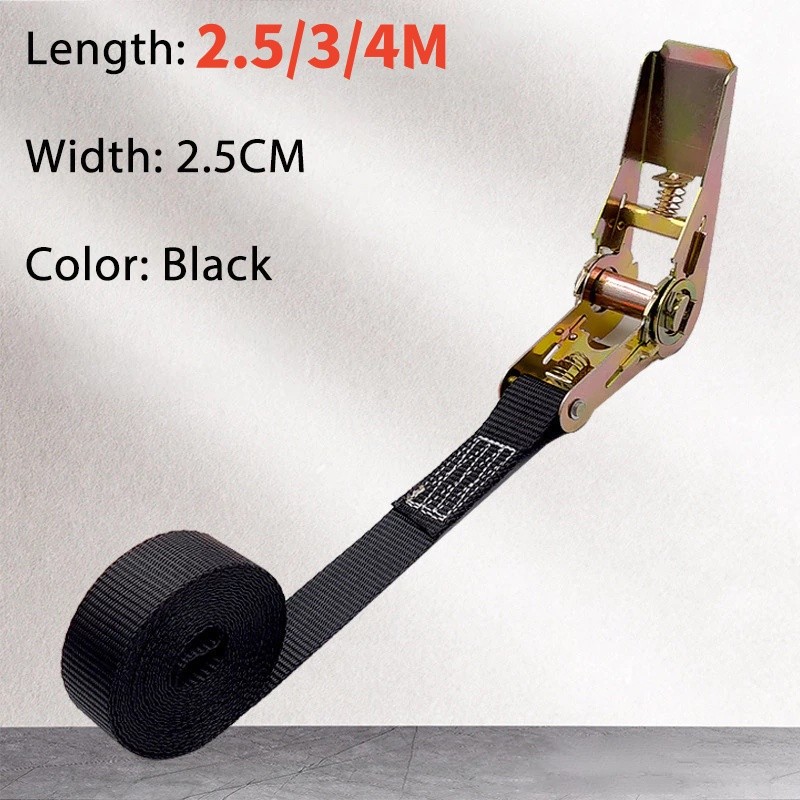 2.5/3/4m Width 2.5cm Heavy Duty Cargo Strap Lashing Ratchet Adjustable ...