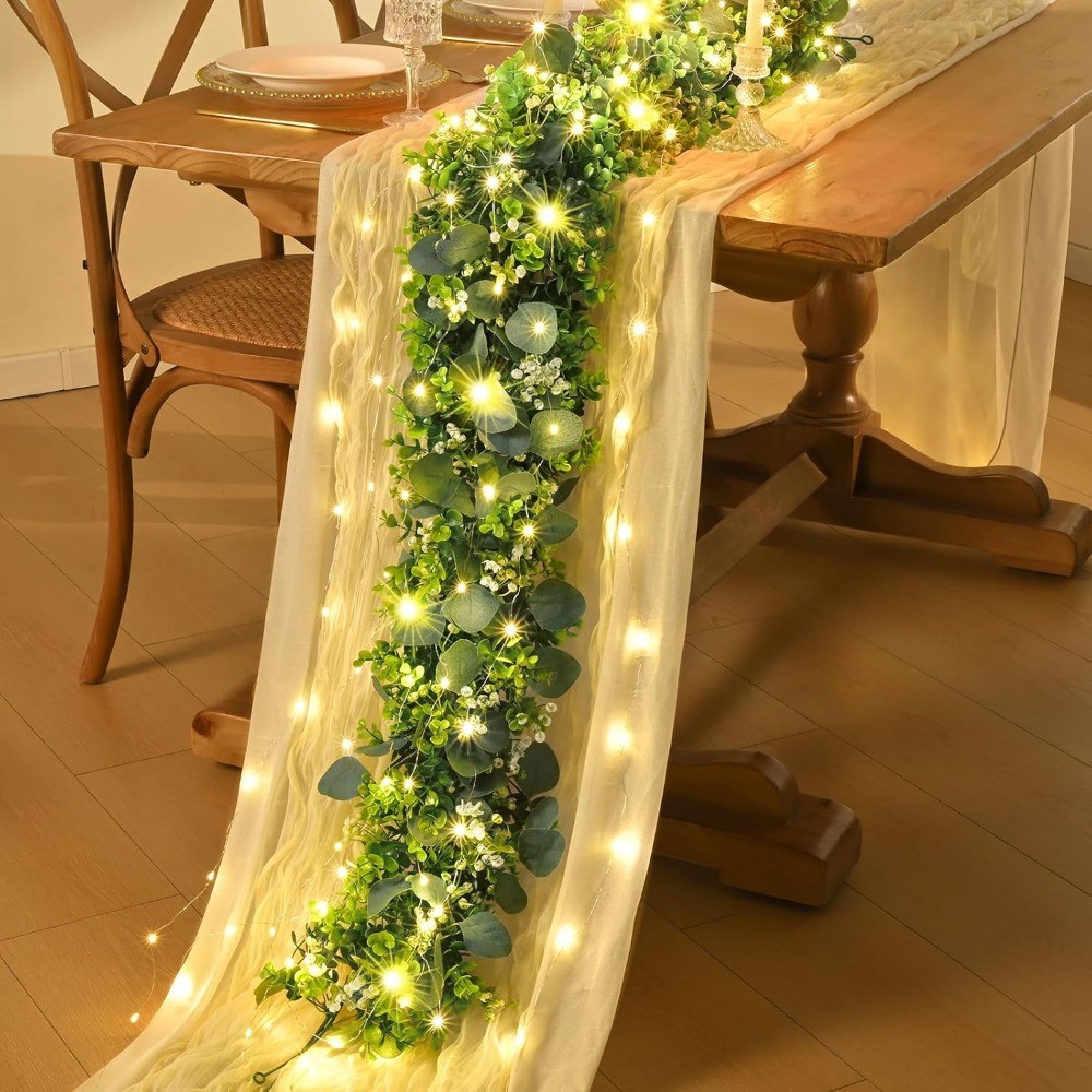 180CM Eucalyptus Garland with Lights Greenery Garland Green Garland ...