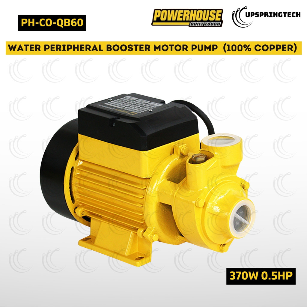 Powerhouse Water Peripheral Booster Motor Pump 370W 0.5HP (100% Copper) PH-CO-QB60 | Shopee ...