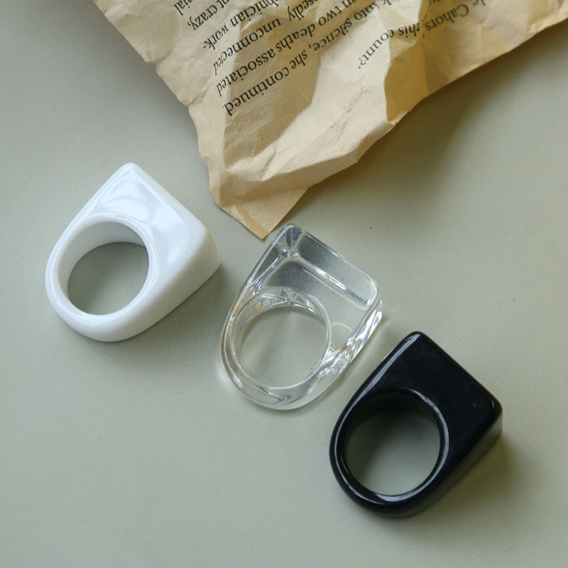 Korean Transparent White Flat Bottom Ring diy Resin Simple Men and ...