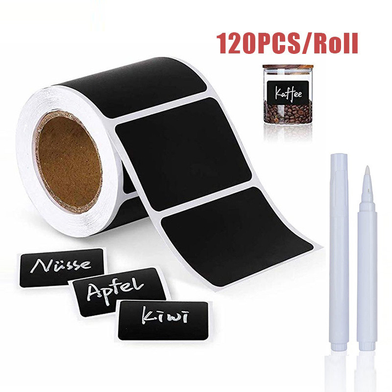 120pcs Jars Labels Erasable Chalkboard Label Waterproof Sticker Craft ...