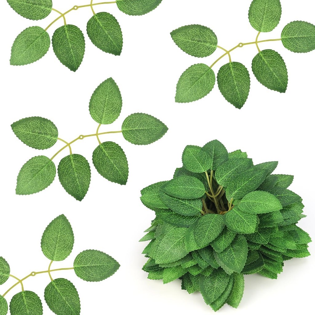 30/50/100pcs Floroom Artificial Green Leaves, Rose Leaves Artificial ...