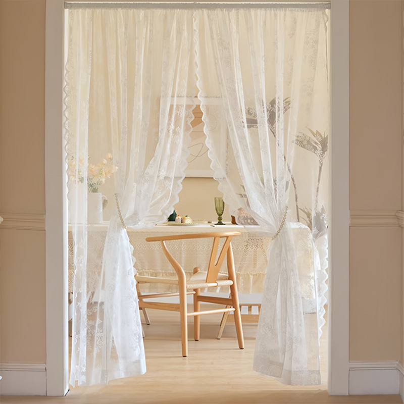 Uliekhy Lace Window Curtain Privacy Door Curtain Washable Jacquard Home ...