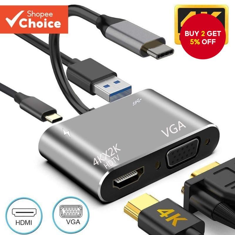 USB Port HUB Type C To PD VGA HDMI Adapter 4 in 1 Docking Station ...