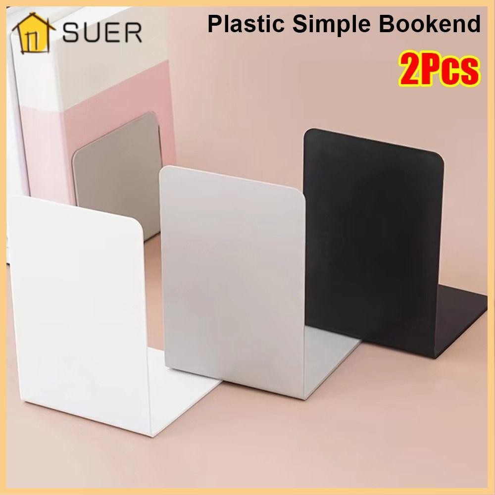 SUER1EN 1/2Pcs Simple Bookend, Thickened with Anti-slip Design Book ...