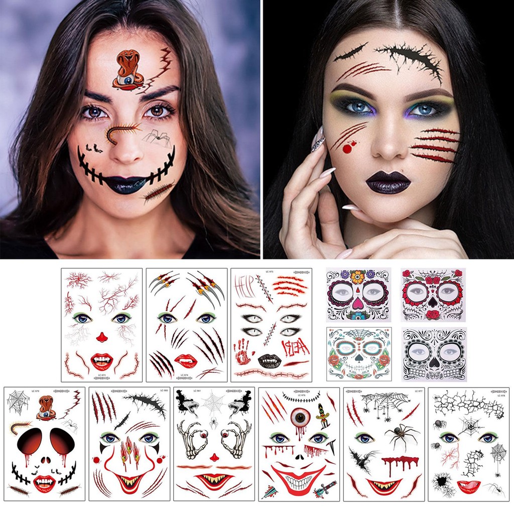 Day Of The Dead Face Sticker Halloween Face Tattoo Sticker Ball Face ...