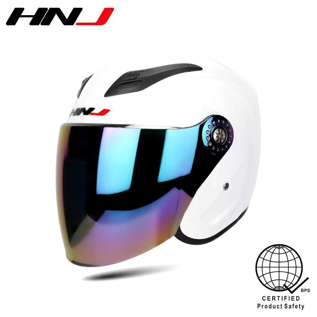 HNJ A4-003 Half Face TINTED Motorcycle Helmet for Men and Women (with ...