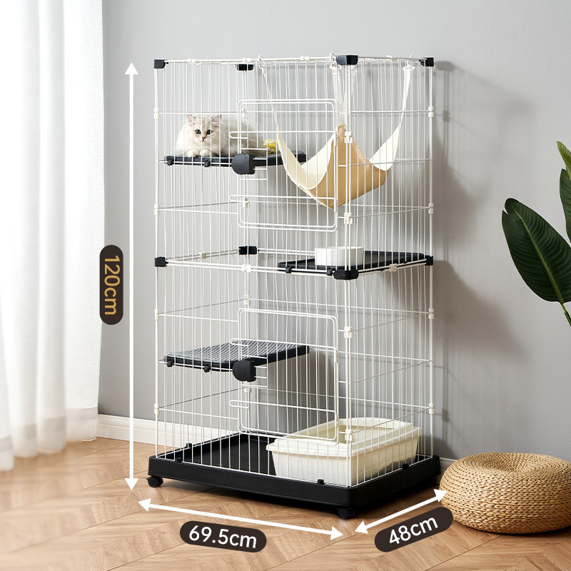 Four tiers of pet cages Black Cat Cage Villa Cat Cage Household Indoor ...