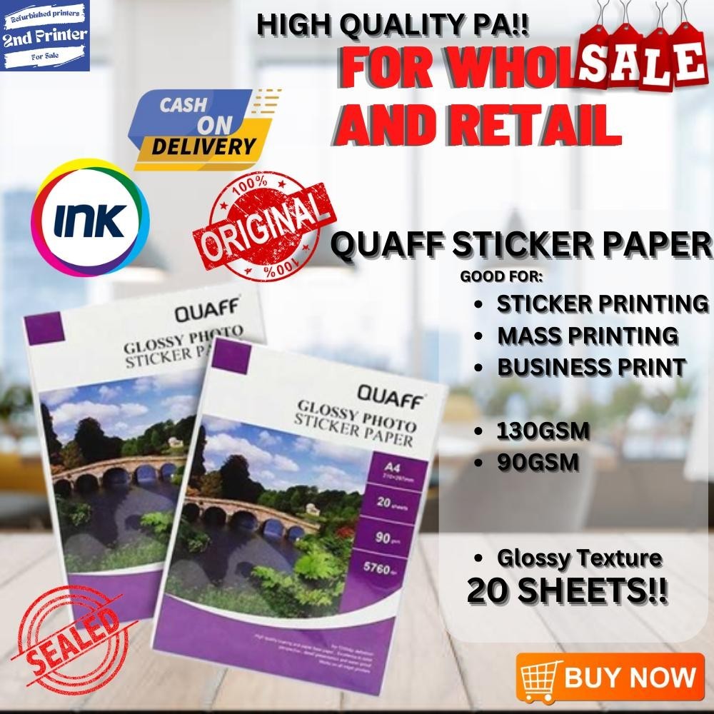 Quaff Sticker Paper A4 135gsm premium glossy texture2nd printer ...