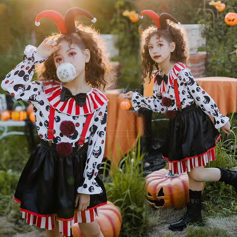 Halloween Cosplay Circus Clown Dress Up Girls Cos Party Dress Harry ...