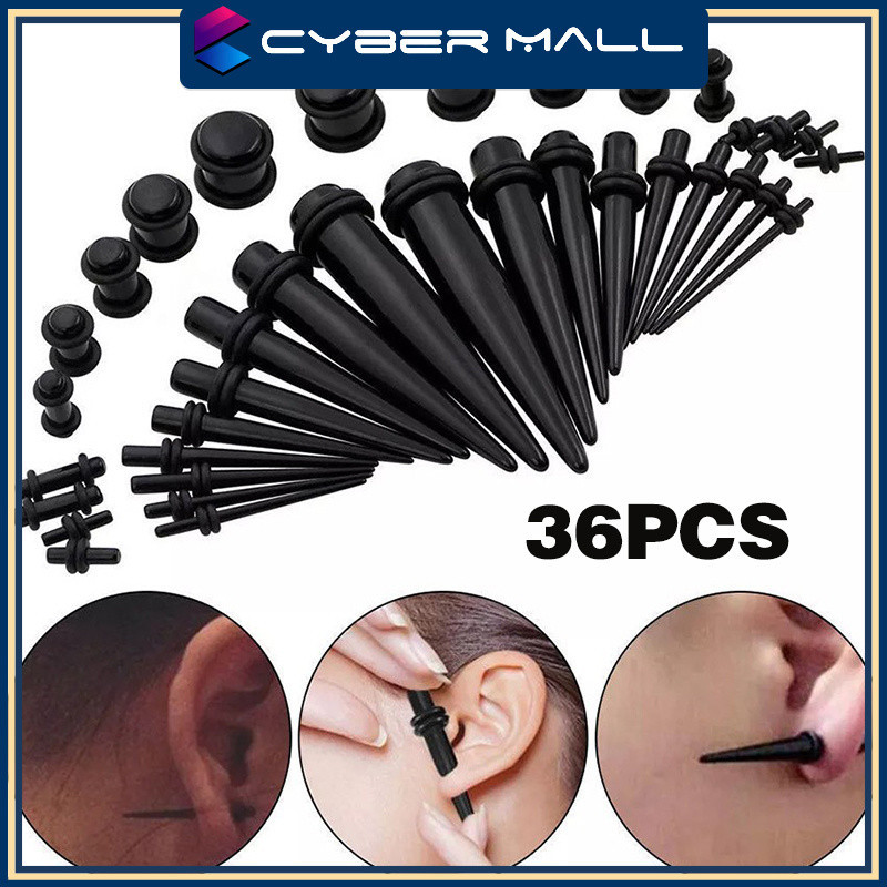 36pcs/set O-ring Ear Stretcher Ear Expander Tunnel Taper Plug Piercing ...