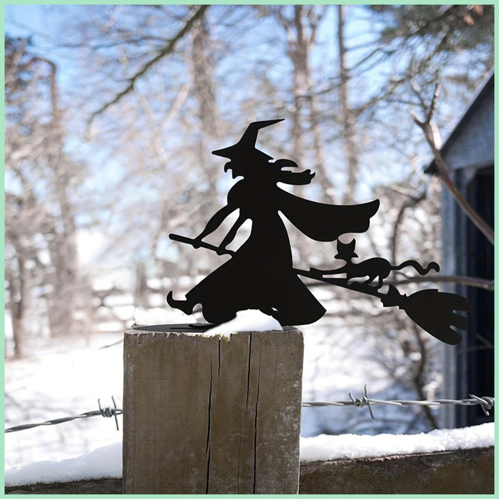 Witch Silhouette Iron Witch Flying On A Broom Decoration Spooky Witches ...
