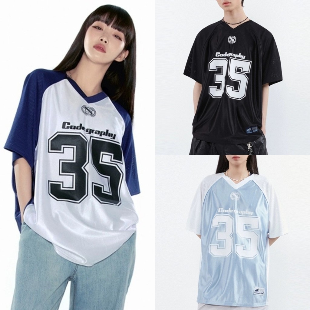 Men's and Women's Wide V-neck Sports Style T-shirt Unisex Loose Sports ...