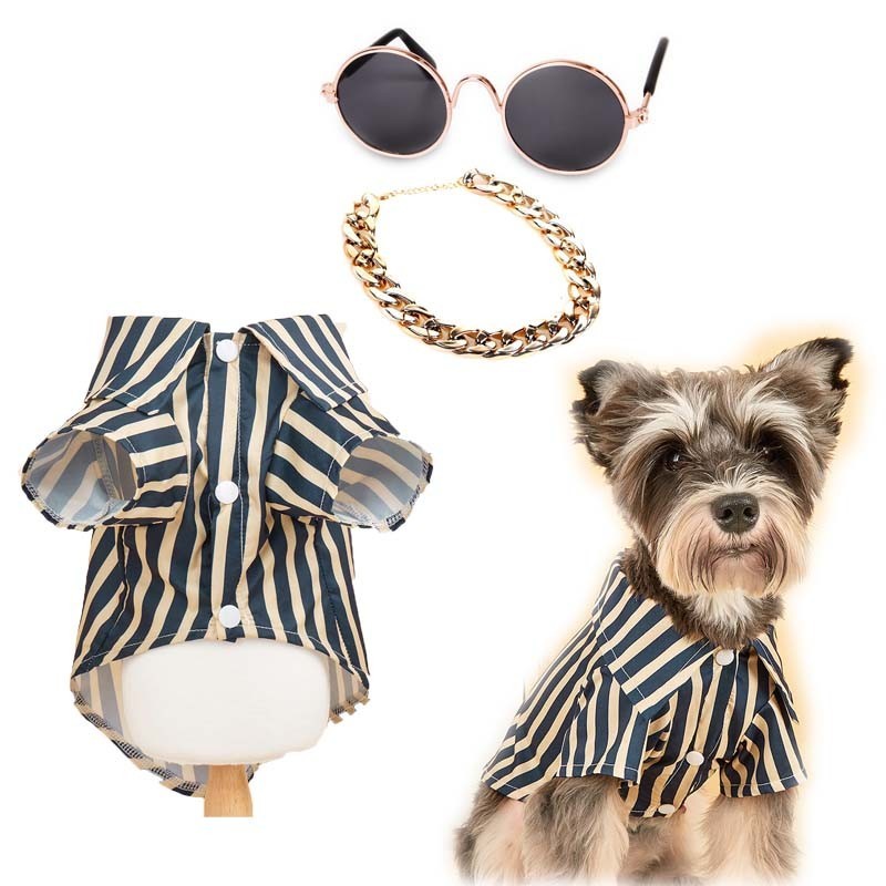 Dog Clothes for Shih Tzu Vertical Stripe Dog Shirts Schnauzer Poodle ...