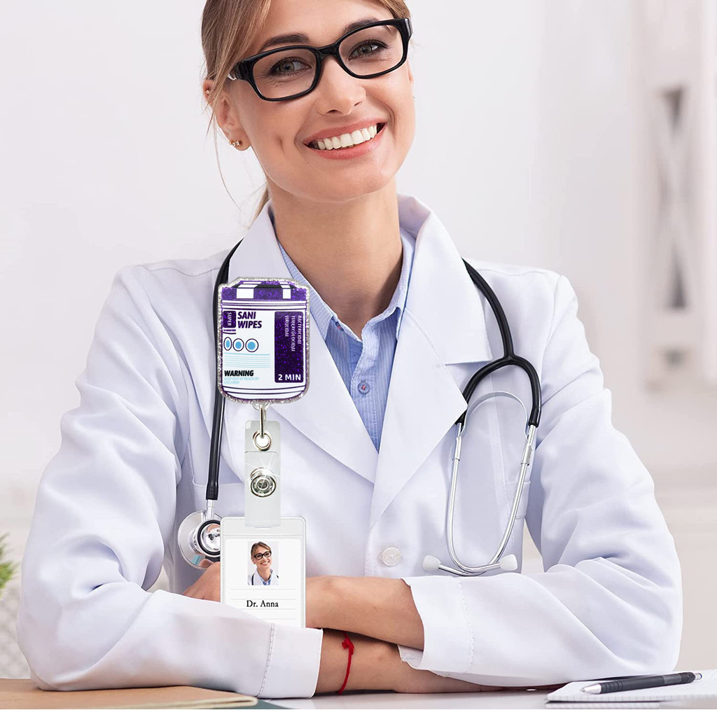 Acrylic Glitter Skeleton Uterus Medicine Bottle Retractable Badge Reel ...