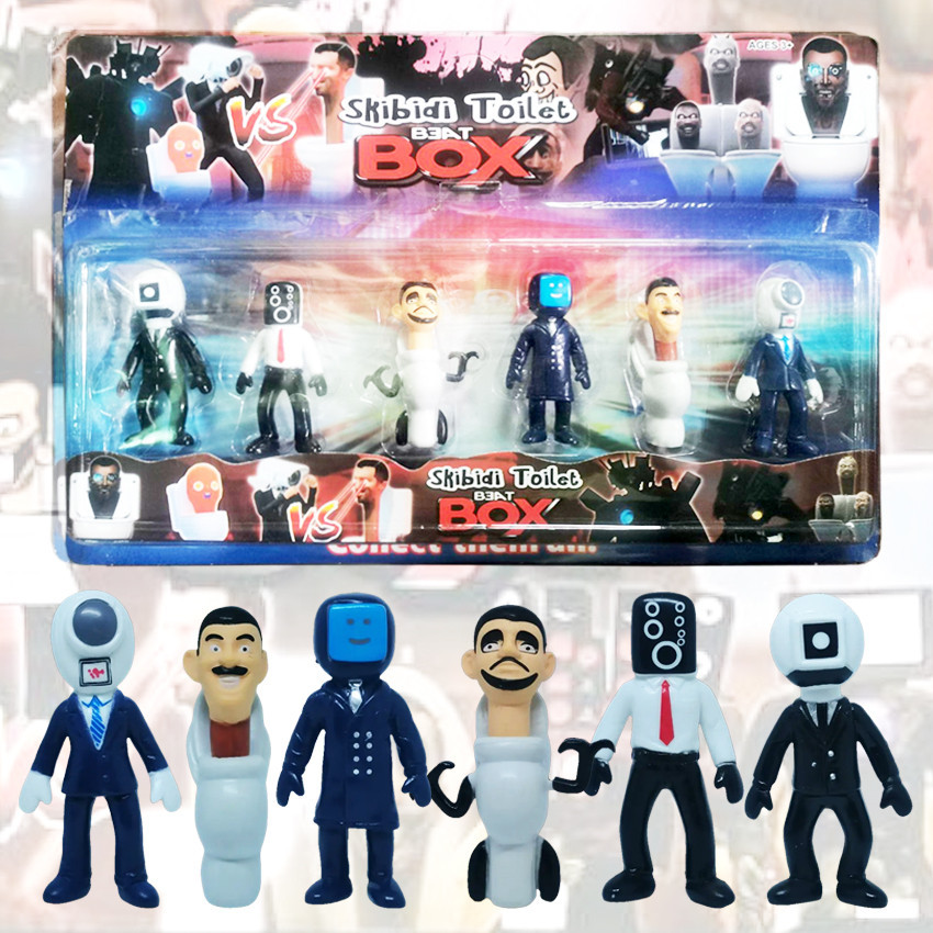 6Pcs Set Skibidi Toilet Beat Box Japanese Anime Model Cake Topper Mini ...