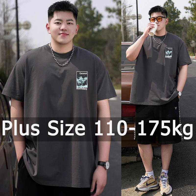 Plus Size Men T-shirt 5XL 6XL 7XL Printed Popular Tees Big Size 110-175kg Fashion Cotton Round ...
