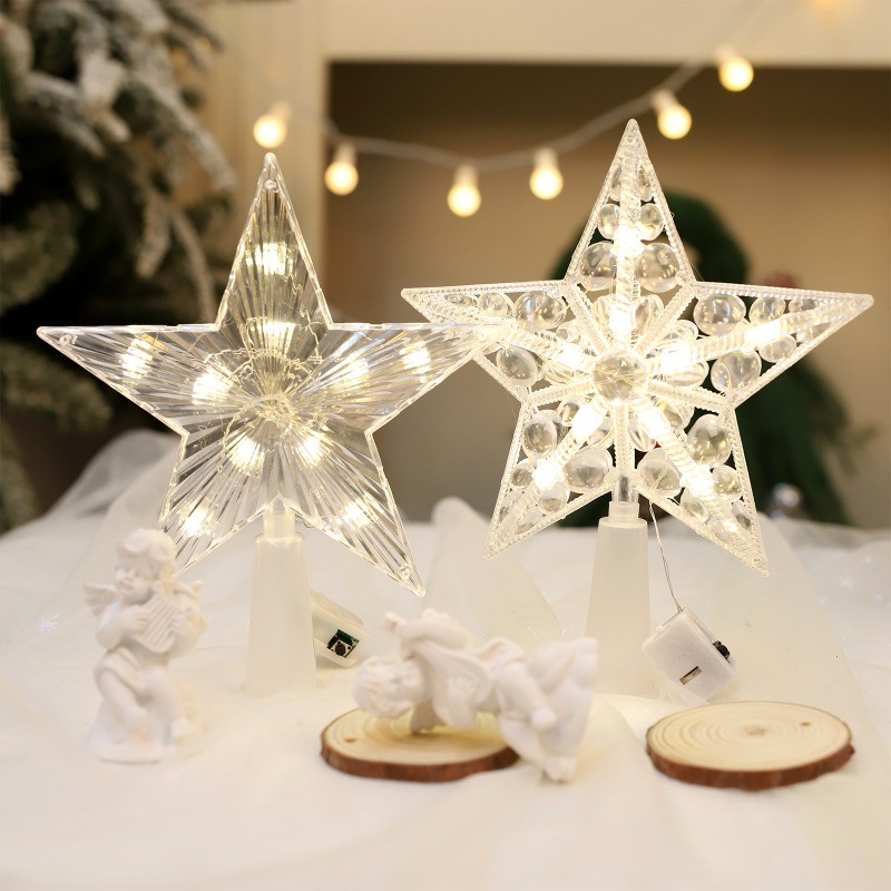 Christmas Tree Top Star Light Lamp LED Stars Colorful Five-pointed Star ...