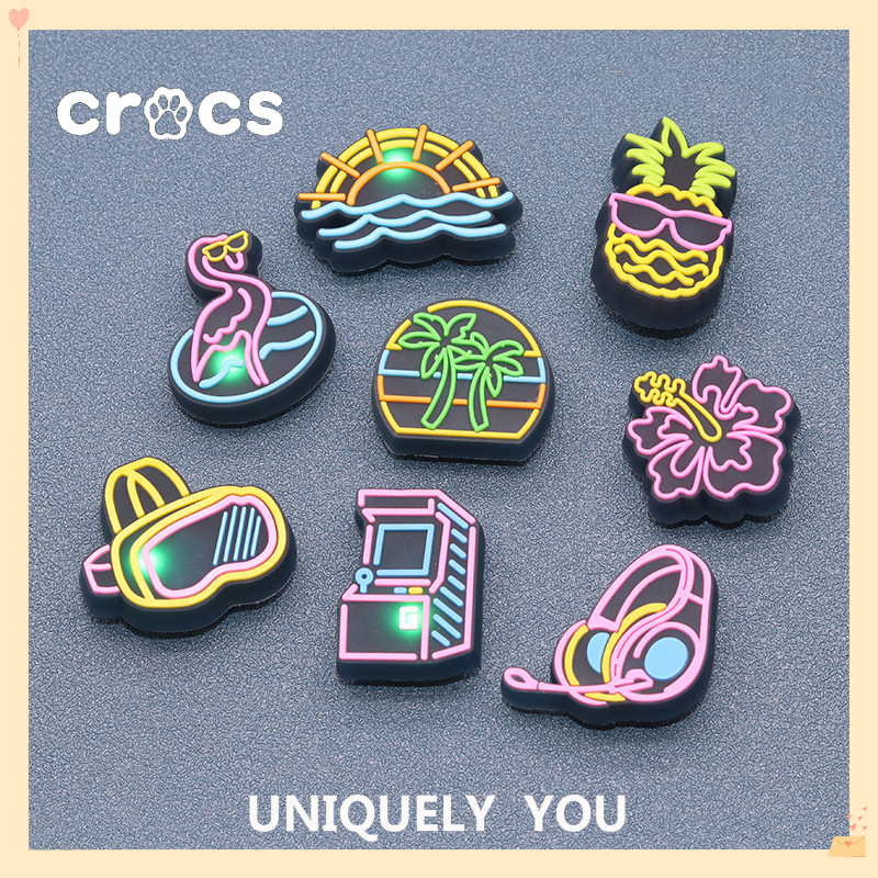 Crocs Jibbitz LED shoe buckle cute pineapple flashing shoe flower charm ...