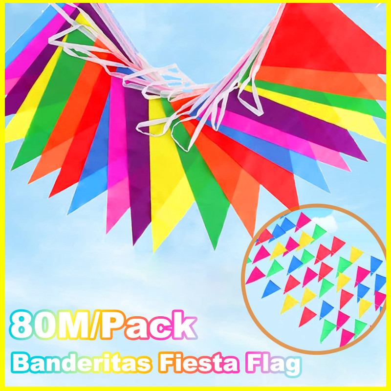 Colorful 80m Triangle Flag Triangle Banner Banderitas Flag Festival ...
