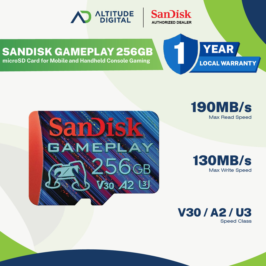 SanDisk GamePlay microSD Card for Mobile and Handheld Console Gaming ~ 256GB (SDSQXAV-256G-GN6XN ...