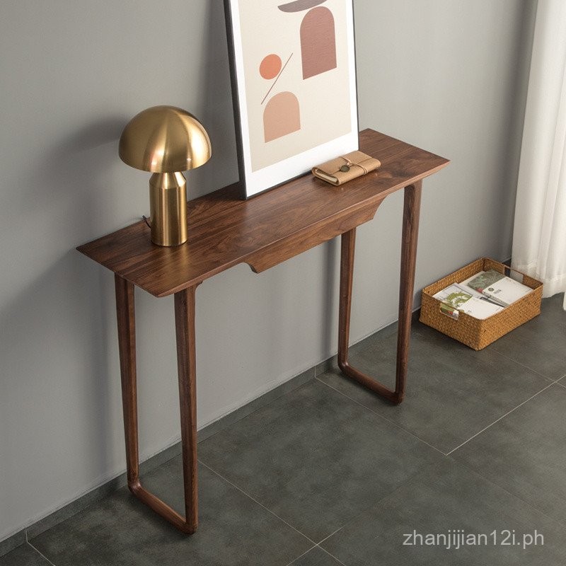 Nordic Simple Old Elm Wood a Long Narrow Table Solid Wood Console ...