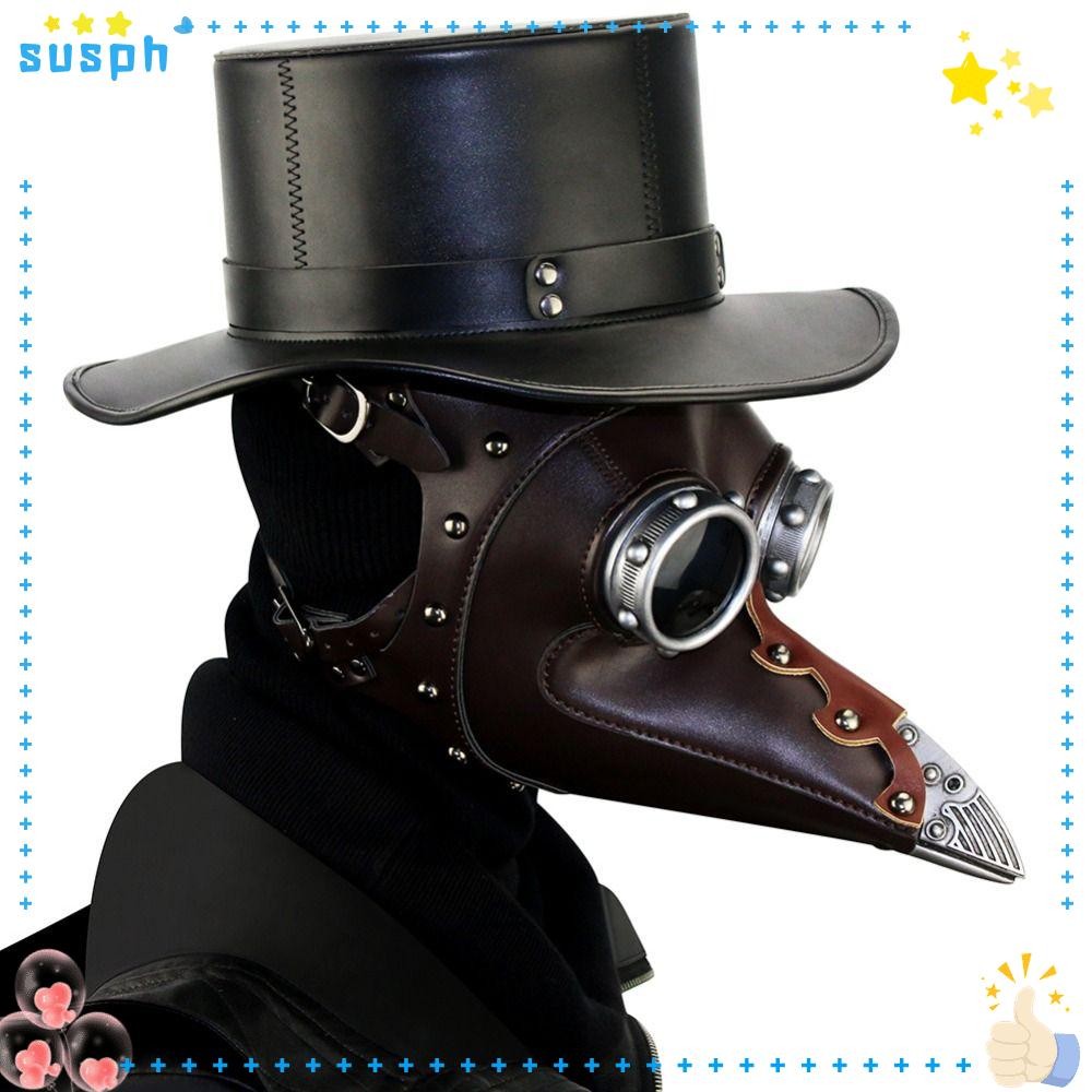 SUSPH Halloween Top Hat, Vintage Gothic Masquerade Cap, Party Leather ...