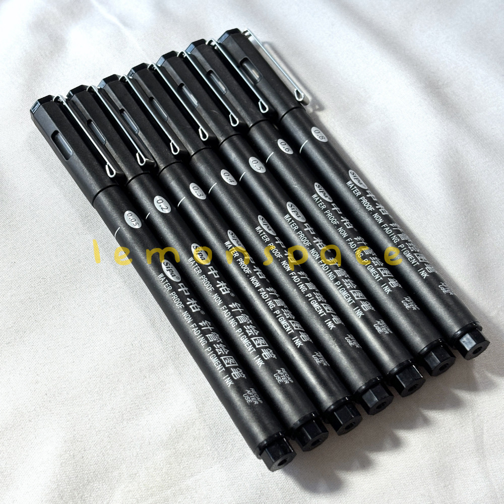 Waterproof Black Pen Outliner Pigment Ink Dual Nib 0.05 0.1 0.2 0.3 0.4 ...