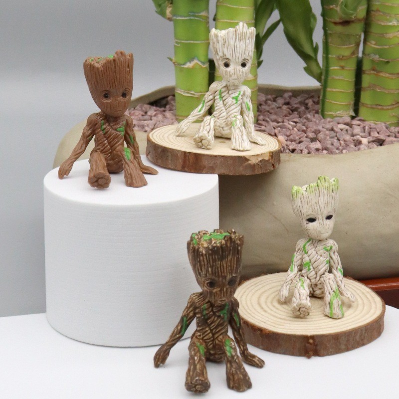 Mini Version Tree Man Groot Animation Cartoon Peripheral Doll Figure ...