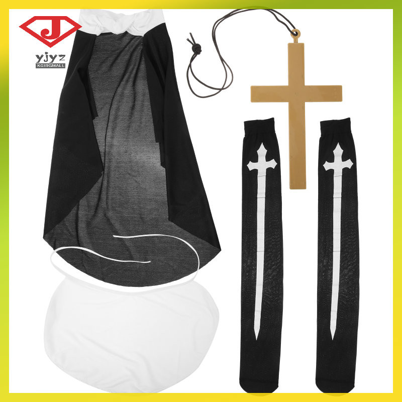 [READY STOCK] Nun Outfit Adult Costume Halloween Black Polycotton Scarf ...