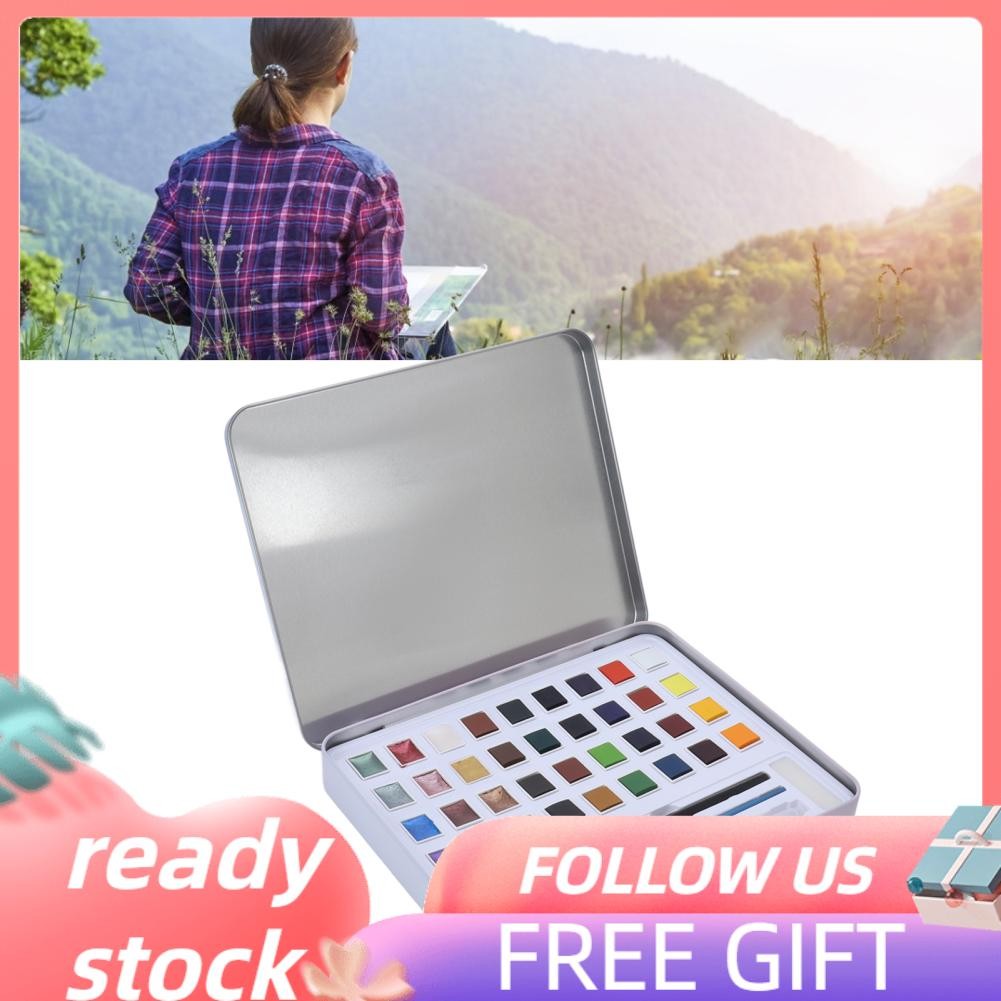 Hanhan1 Travel Watercolor Paint Set 36 Colors DIY Making Iron Box ...