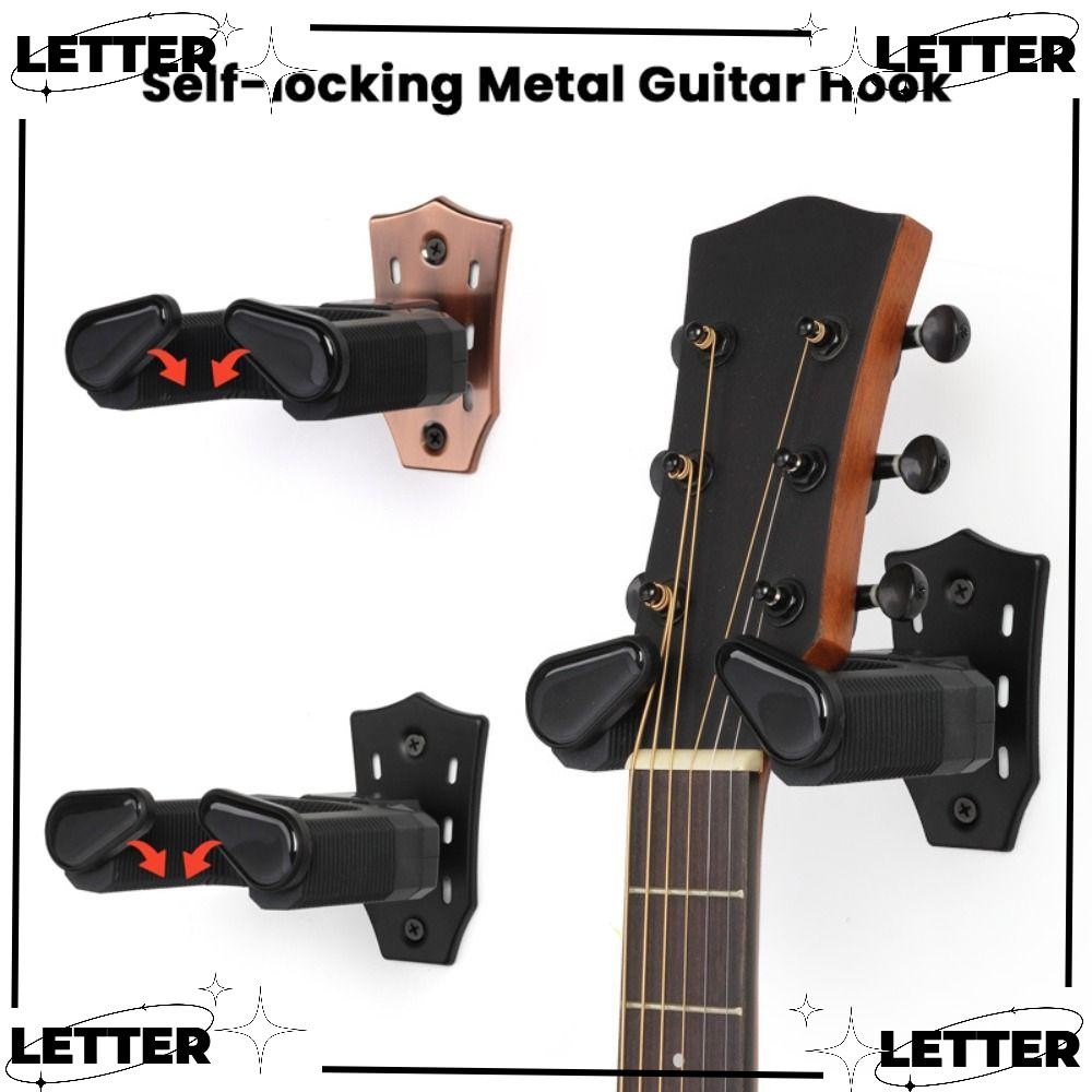 LET Guitar Hanger Hook, Metal Self-locking Auto Lock Ukulele Hanger ...