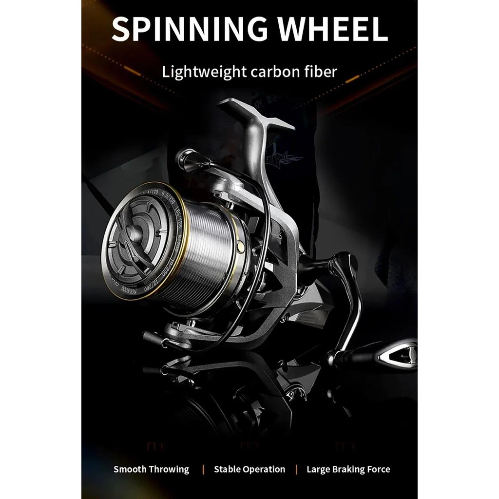 Big Fishing Reels Spinning Reel Max Drag 20KG with X12 Braided Fishing ...