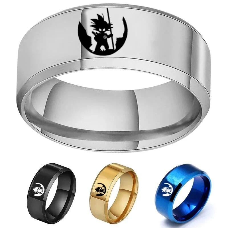 Anime Figure Dragon Ball Wu Gui Character Stainless Steel Engraved Ring ...