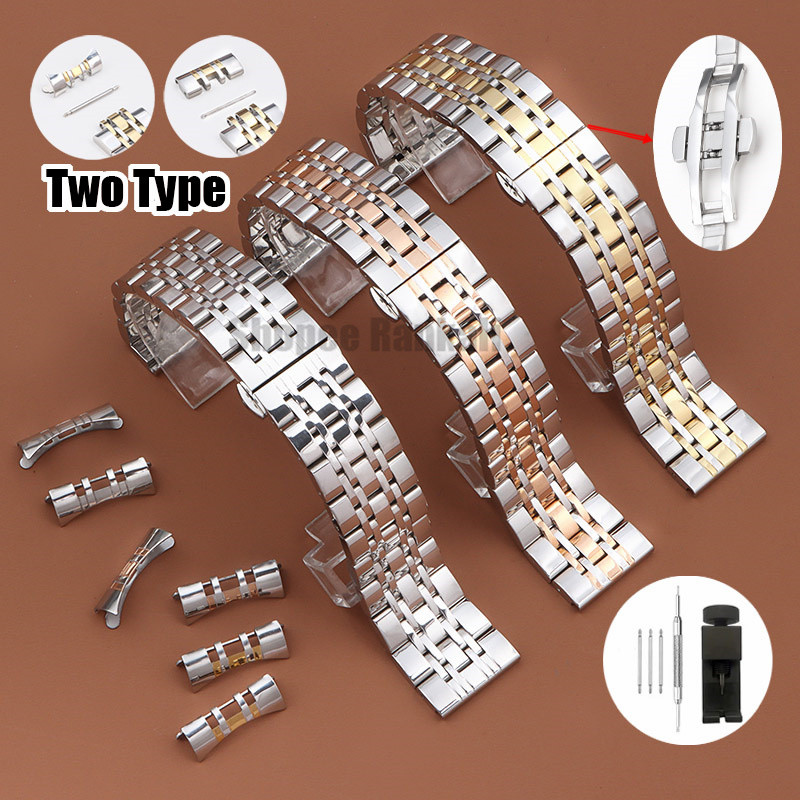 Universal Flat Curved End Watch Band 14mm 16mm 18mm 19mm 20mm 21mm 22mm 24mm Solid Stainless ...