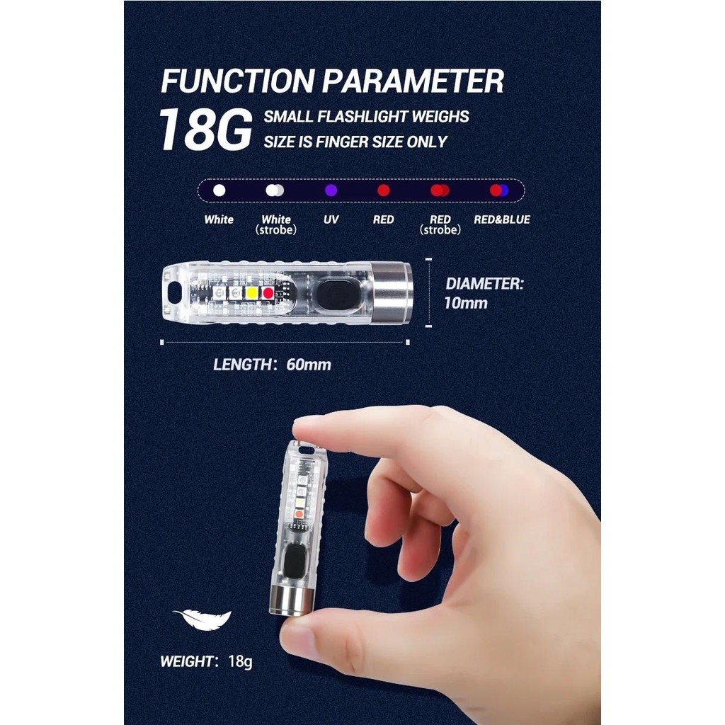 1PC Super Bright Mini LED Flashlight With Tail USB Charging Head and ...