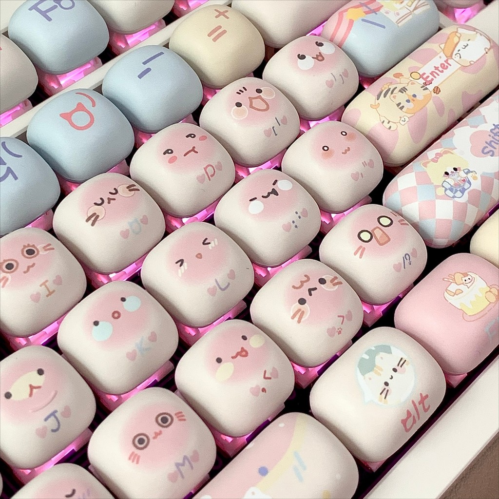 Sweet Cat Mantou Keycap MOG Profile 140 Keys PBT Five-sided Dye ...
