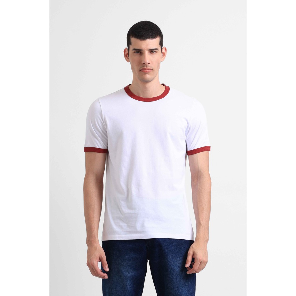 Manzone Men's Short Sleeve T-Shirt RINGER 01 - WHITE | Shopee Philippines
