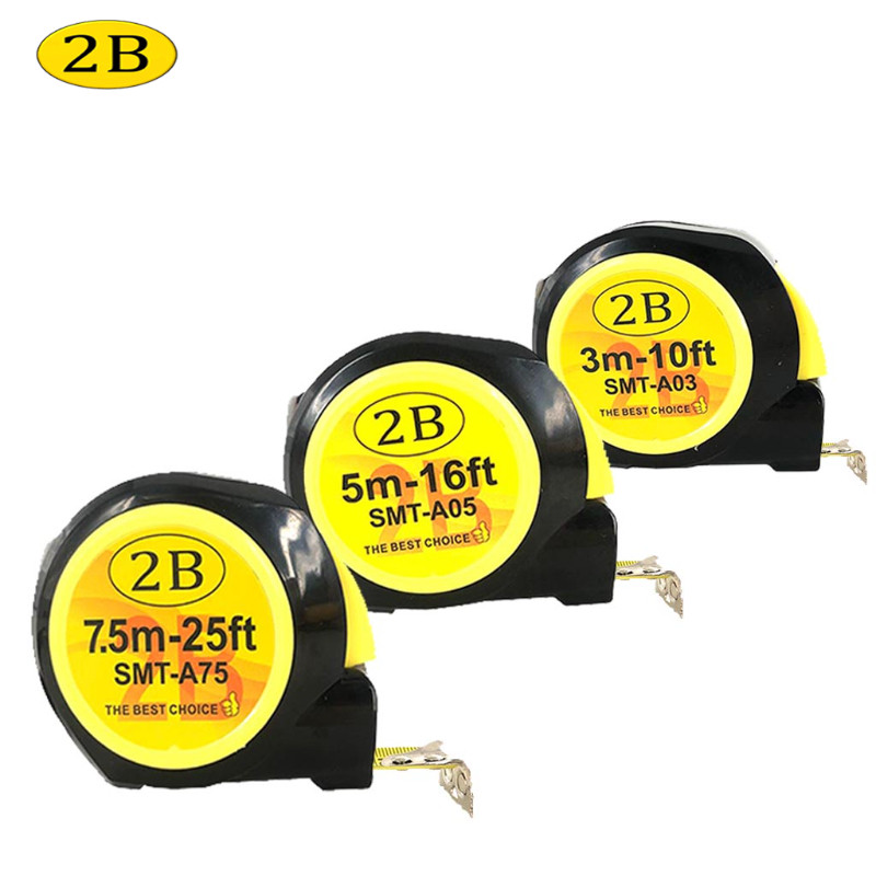 2B 3M/10FT, 7.5M/25FT, 5M/16FT Yellow Blade Ruler Steel Tape Measure ...
