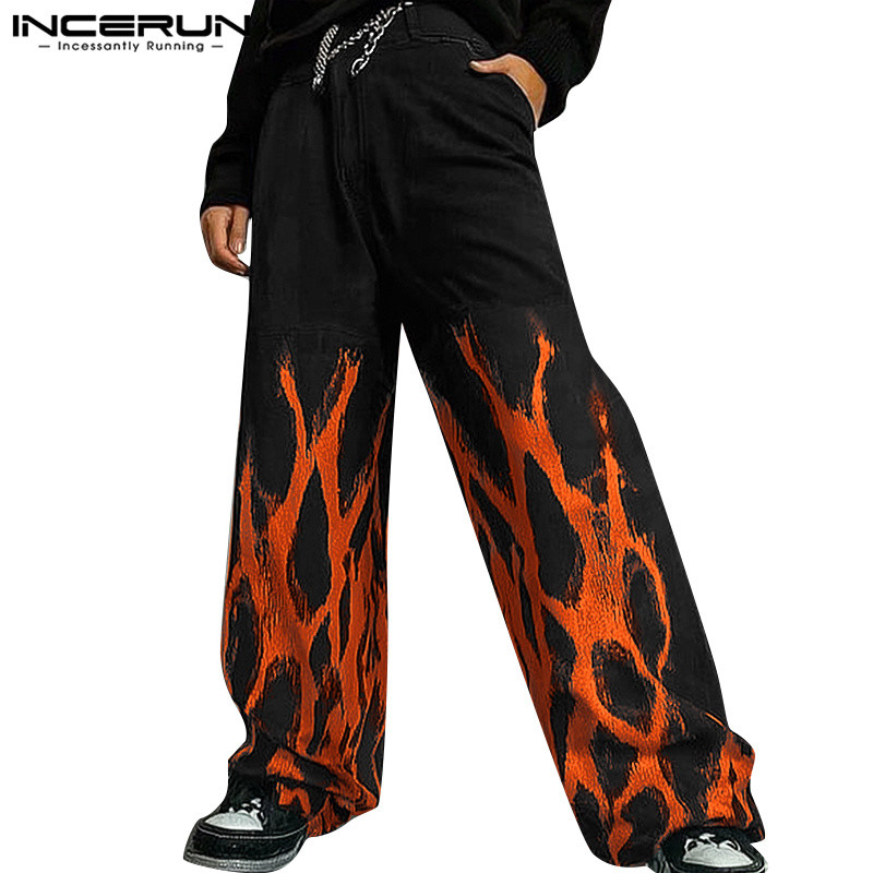 INCERUN Men Vintage Fashion Print Loose Casual Personalized Long ...