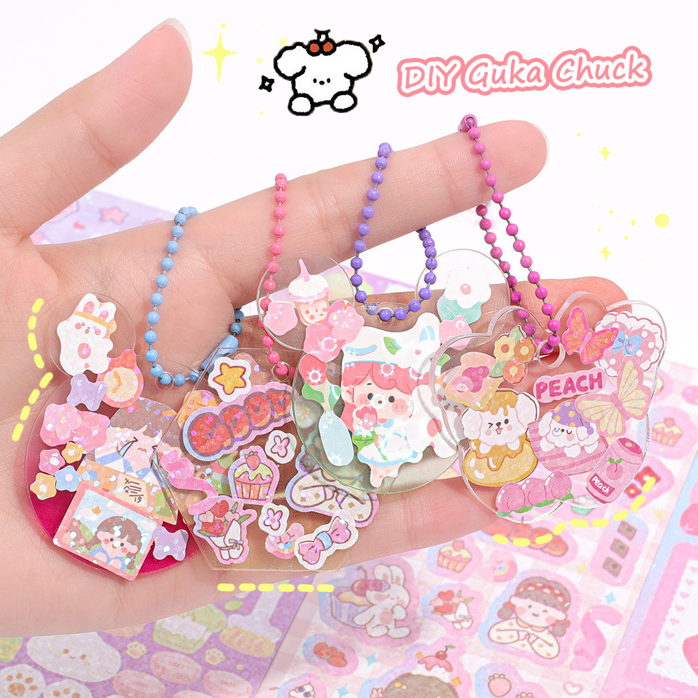 DIY Guka Card Disc Gradient Glitter Acrylic Keychain Handmade Pendant ...