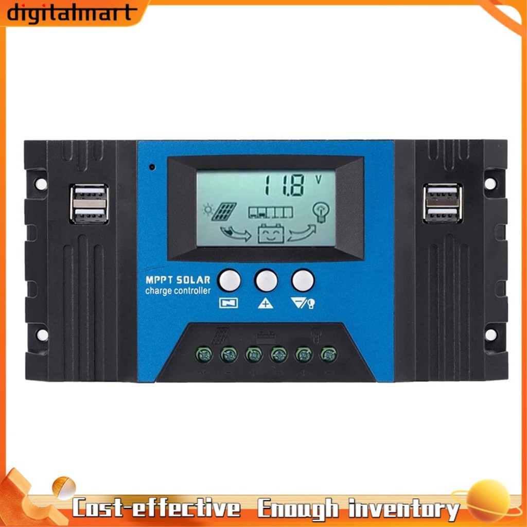 [digitalmart]100A MPPT Solar Charge Controller Dual USB LCD Display 12V/24V Auto Solar Cell ...