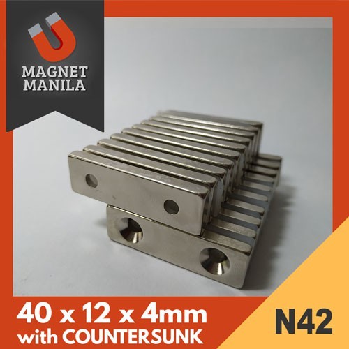 Magnet Manila 40mm X 12mm 4mm N42 Countersunk (D4mm Hole) Neodymium ...