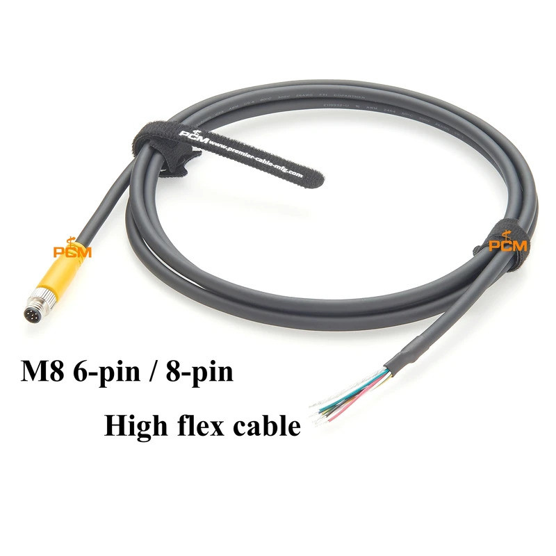 IP67 M8 6-pin to Open End GPIO Power I/O Trigger Signal Sensor Cable ...