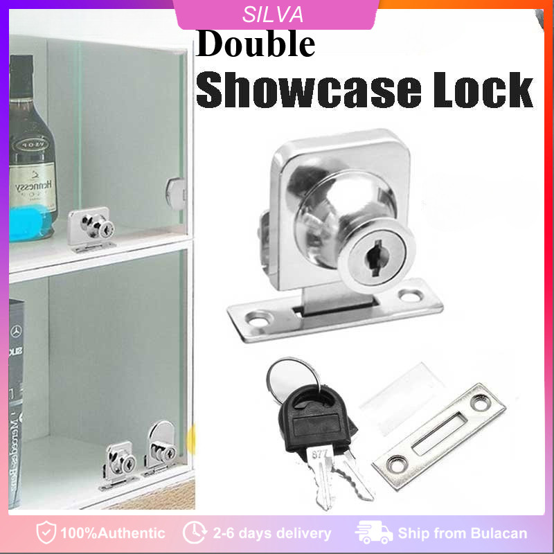 Double Glass Lock Showcase Lock Glass Door Lock Push Sliding Locks ...
